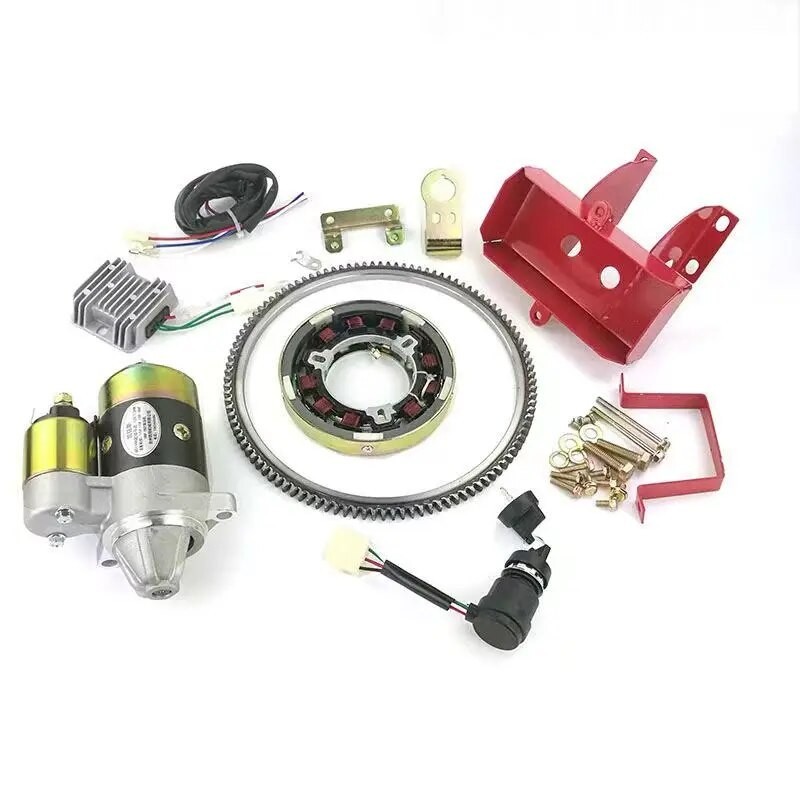 ♛ELECTRIC START CONVERSION KIT FOR 178F GENERATOR DIESEL ENGINE STARTER MOTOR FLYWHEEL RING GEAR ...