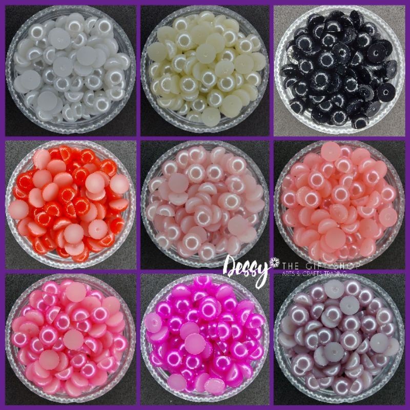 6mm Half Pearl Normal Colors 100 pcs - Glitter Gems Gown Sewing ...