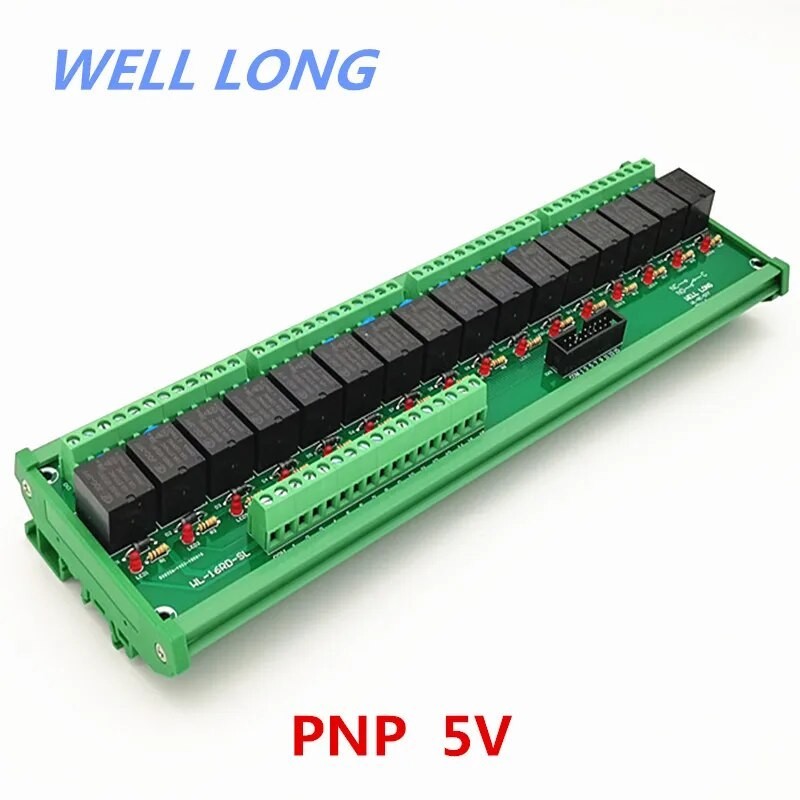 유DIN Rail Mount 16 Channel PNP Type 5V 15A Power Relay Interface Module ...