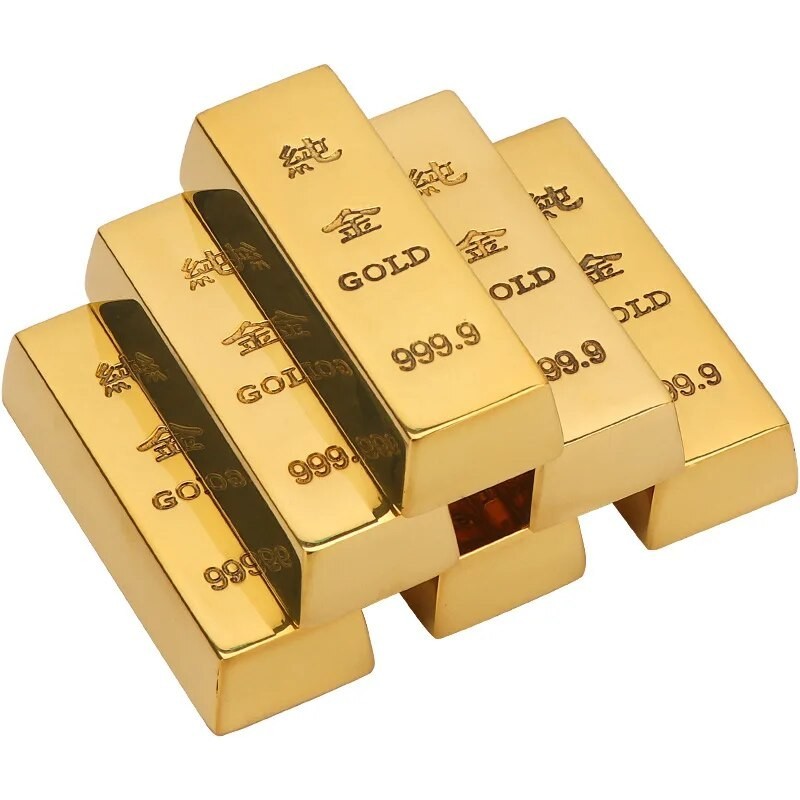 Pure Copper Solid Gold Bar Handicraft Ornaments Lucky Simulation Gold ...