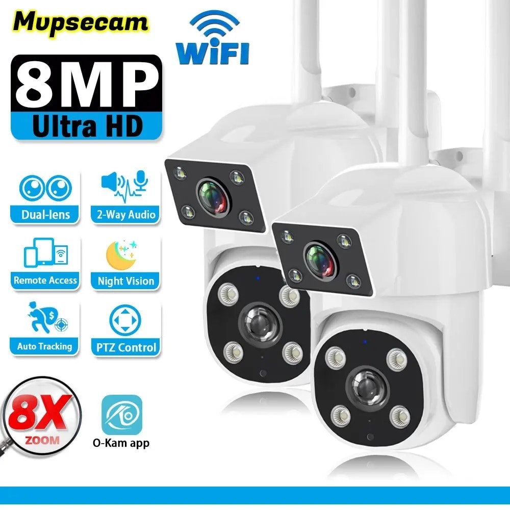 4K 5G Wifi IP Camera Dual Lens 8MP HD Video AI Human Detect 360 ...