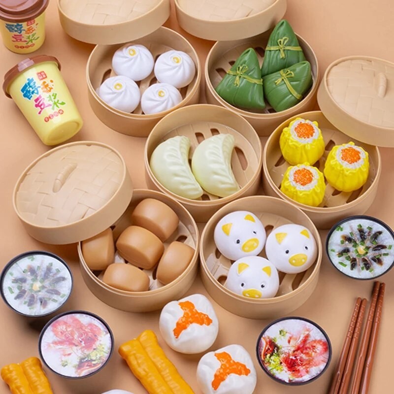 Simulation Breakfast Kids Pretend Play Kitchen Toys Miniature Steamer ...