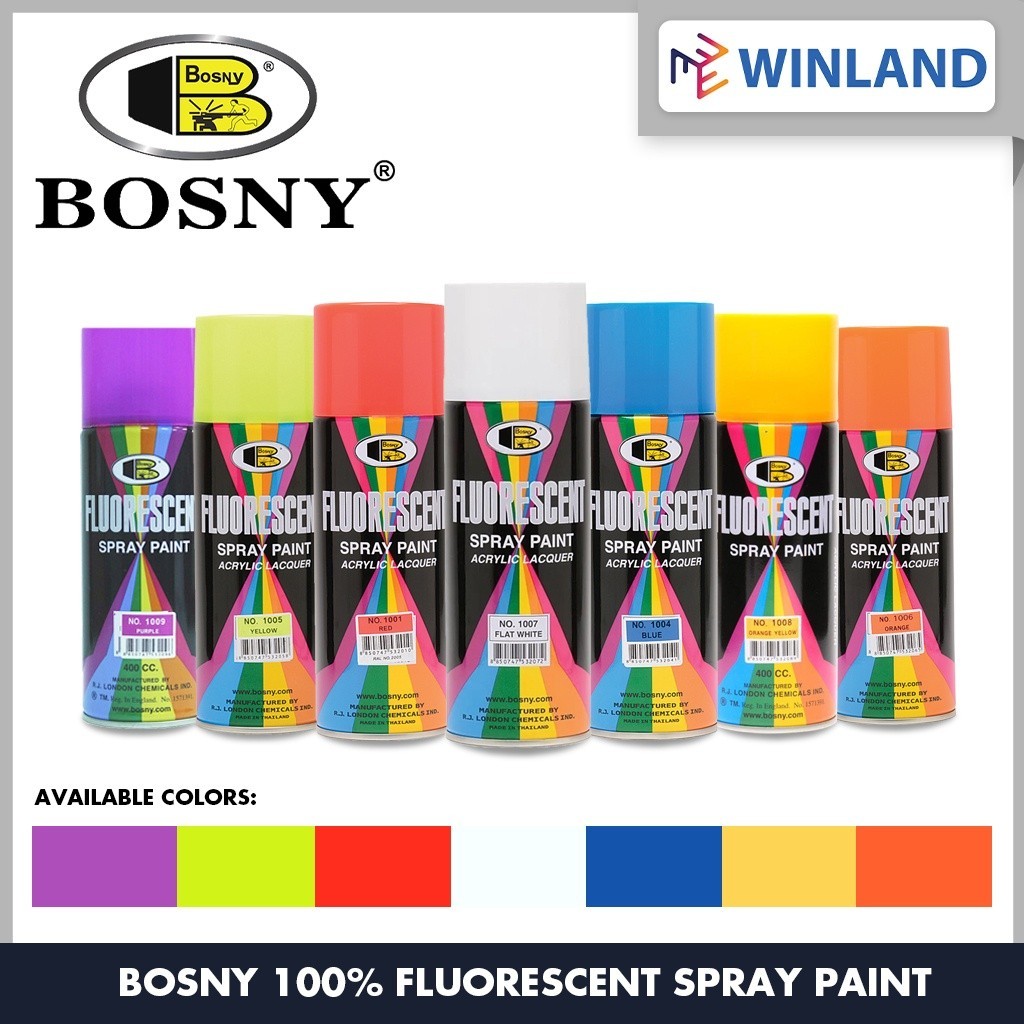 Bosny by Winland 100% FLUORESCENT Spray Paint Acrylic Spray Paint ...