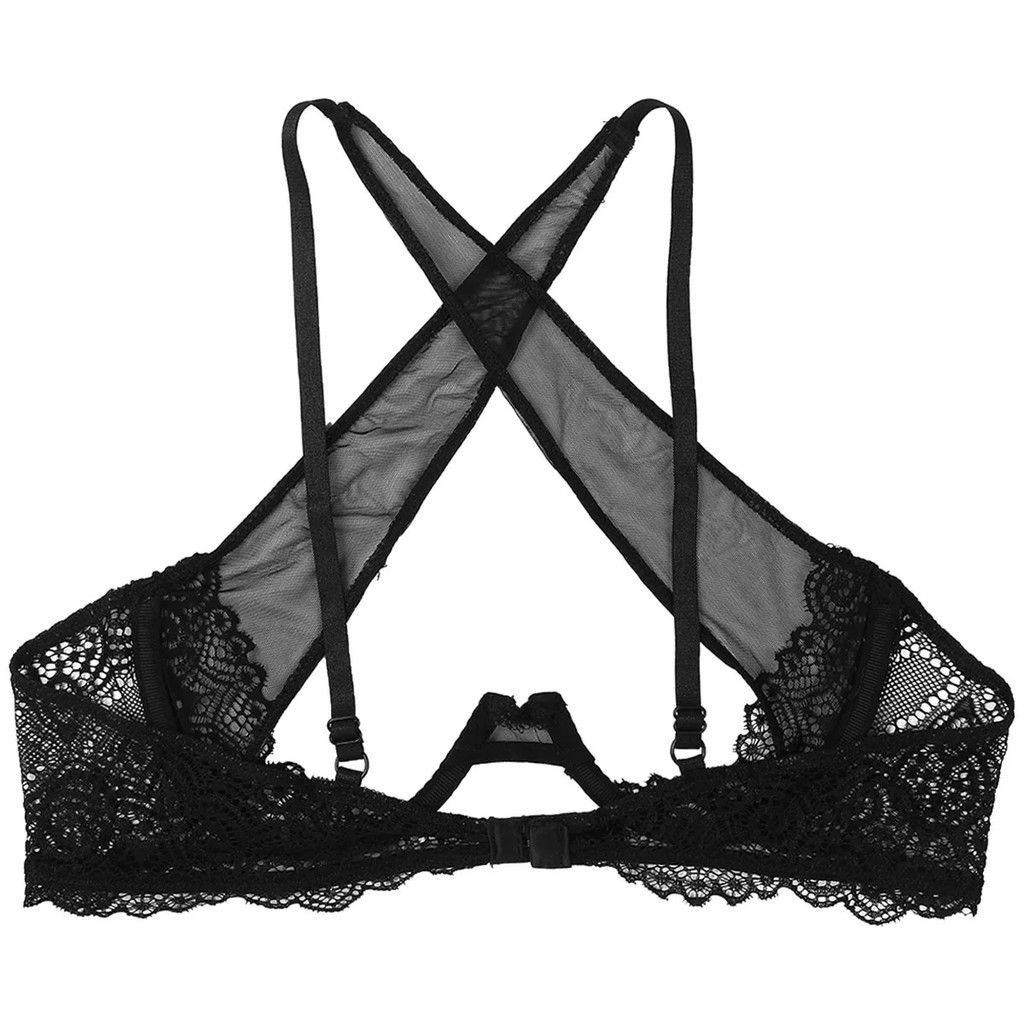 04a Msemis Womens Erotic Sexy See Through Sheer Mesh Open Cup Bra Shelf Lingerie Sheer Mesh Un