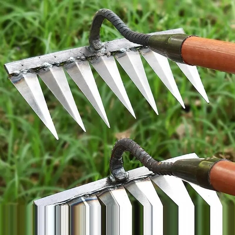 Cultivating Garden Rake Metal Hand Dethatching Nail Rake High Carbon ...