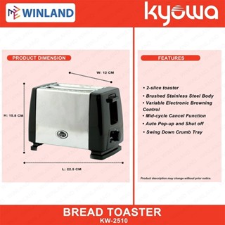 Kyowa by Winland 2-Sliced Pop Up Bread / Electric Toaster with 7 Bread ...