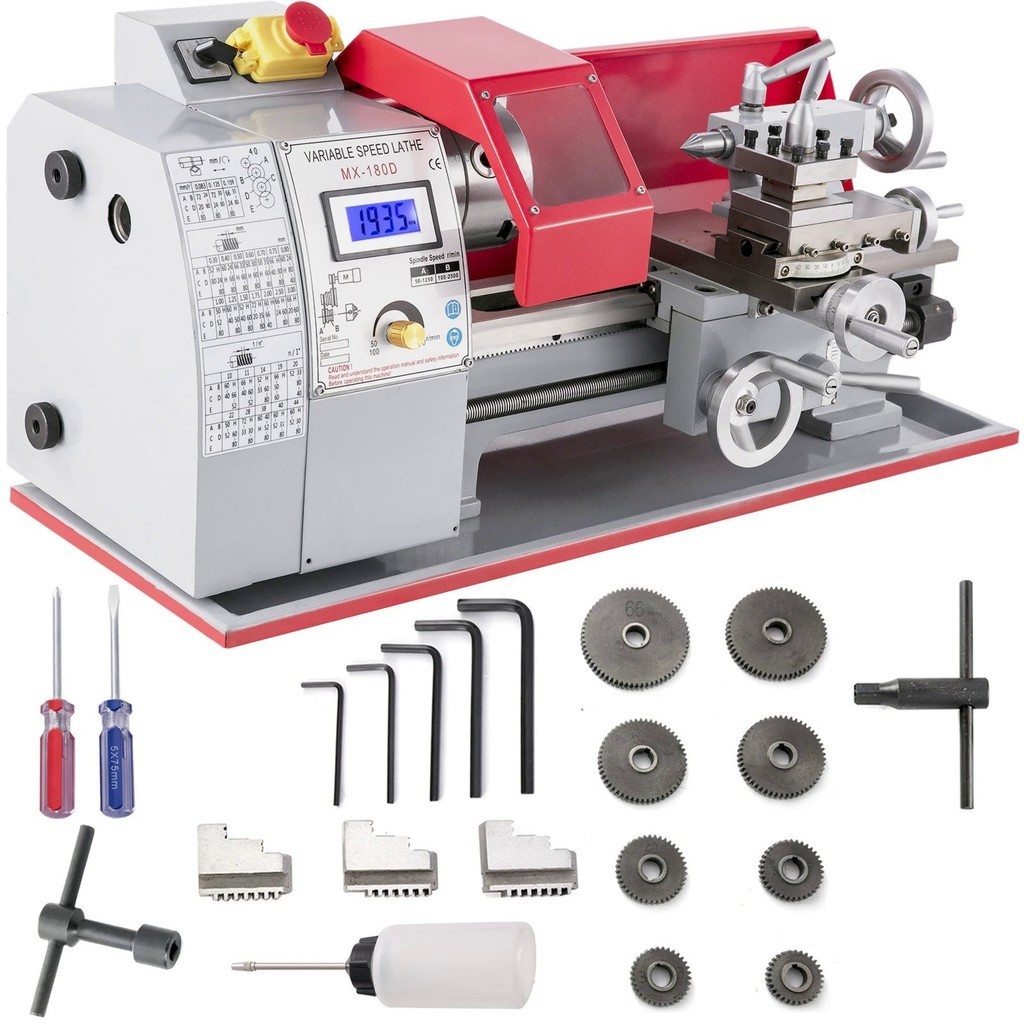 Mini Lathe 2500RPM 600W Mini Metal Lathe Variable Speed 25mm Tailstock ...