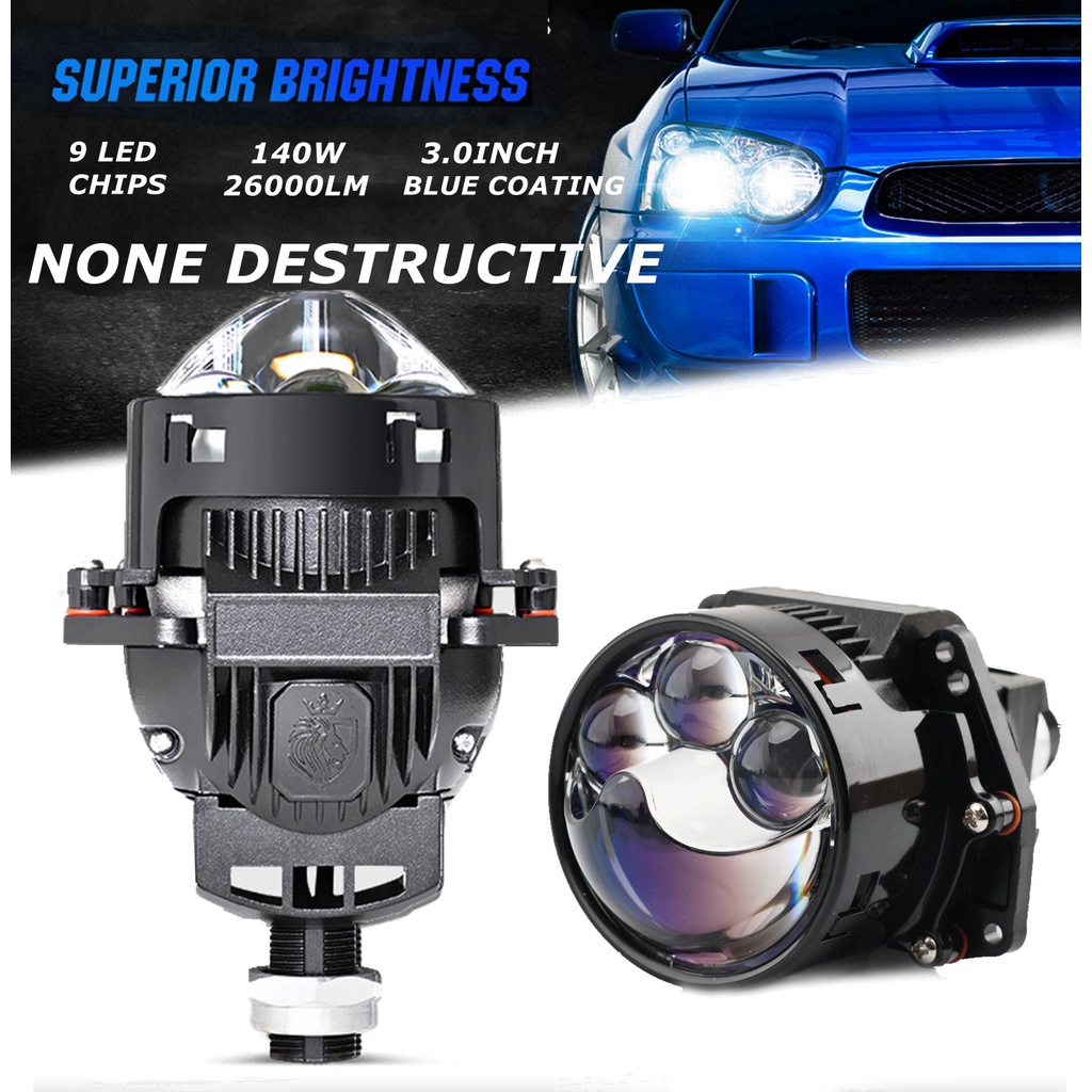 ☹3 Light 3 Inch 140W Bi-LED Projector Lens Three Hyperboloid Direct ...