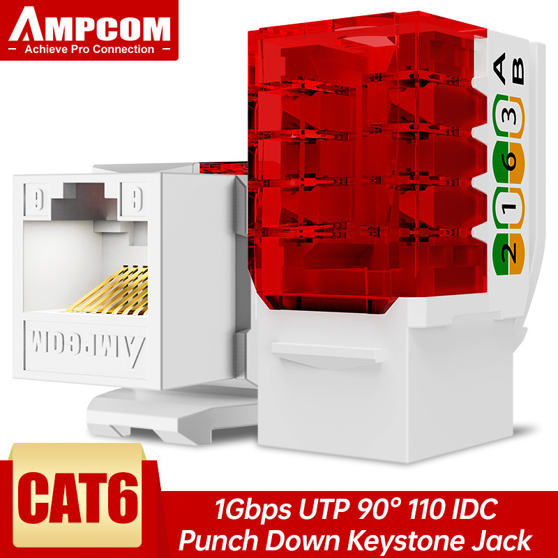 AMPCOM Cat6 RJ45 Keystone Jack Module Connector Network Coupler ...