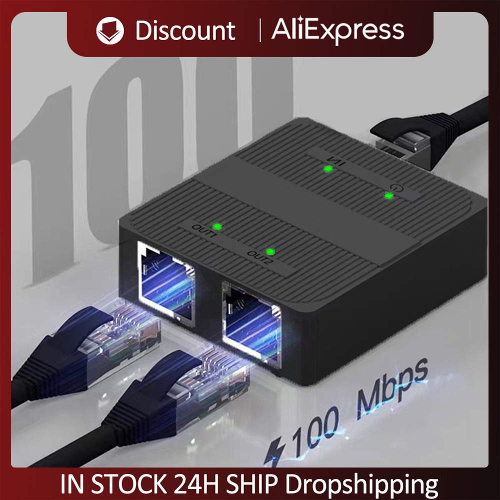 RJ45 Splitter 1to2 Ethernet Adapter 100Mbps Internet Network Cable ...