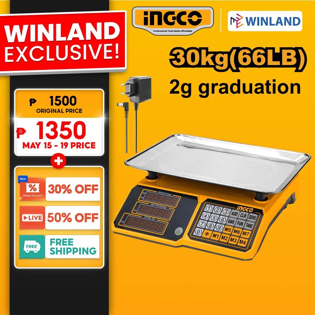 Ingco by Winland Rechargeable Digital Weighing Kitchen Timbangan Food ...
