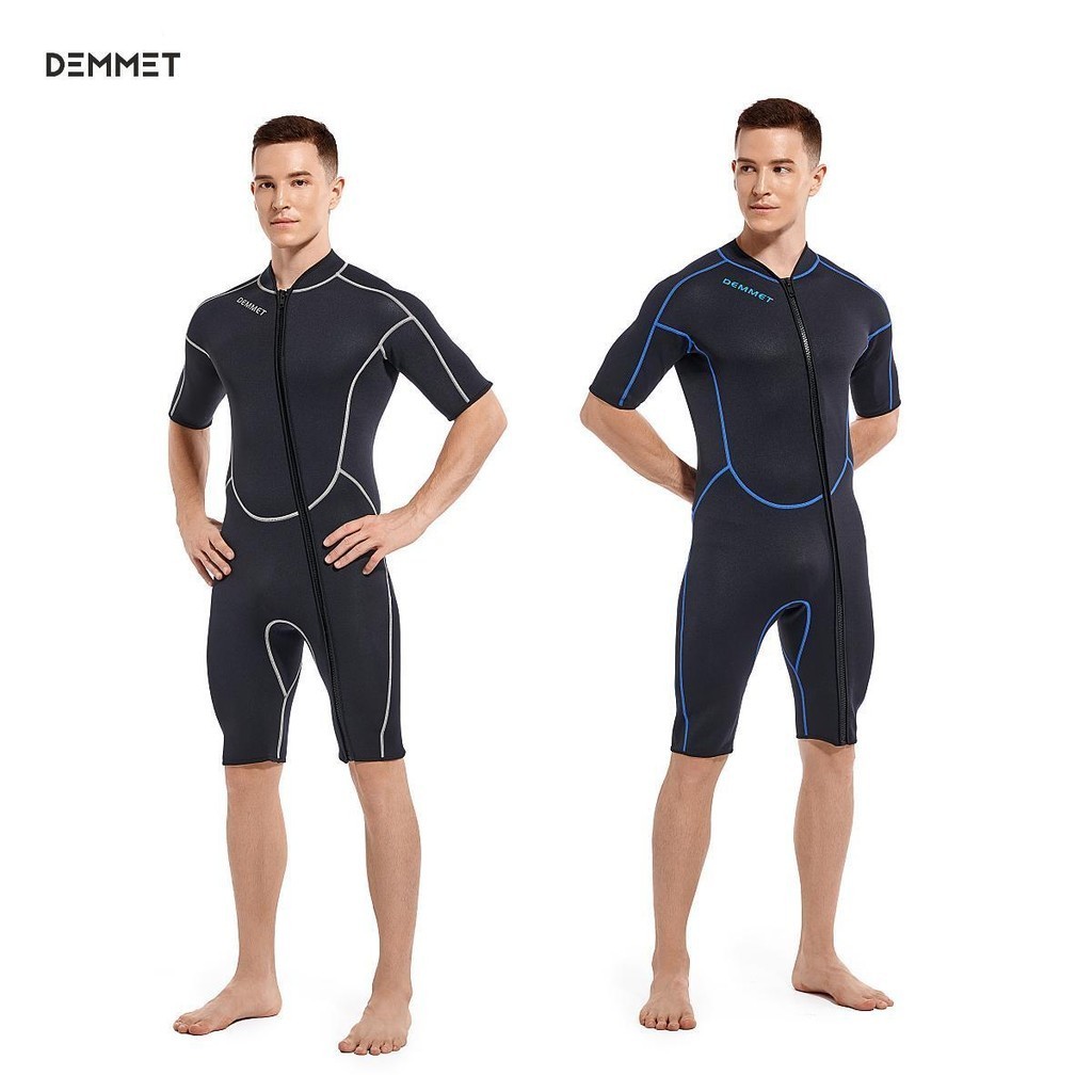 Mens 3mm Shorty Long Sleeve Wetsuit Womens Full Body Diving Suit Front ...