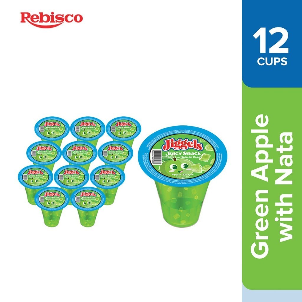 Jiggels Juicy Snack Green Apple 225.0g x 12 cups | Shopee Philippines