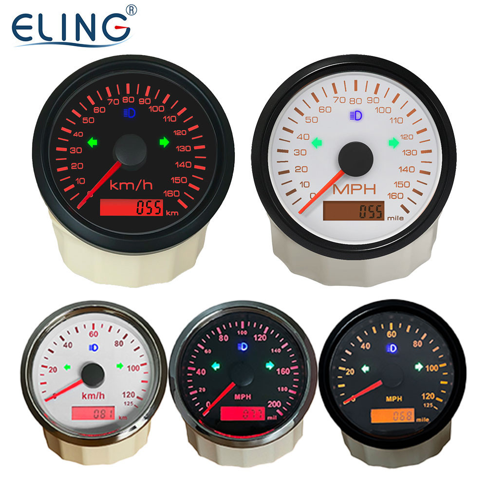 ELING 85mm Marine GPS Speedometer Odometer Speedo Gauge 125 160 200 km ...