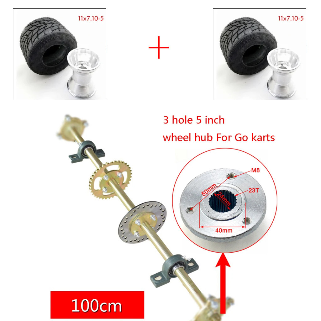 ☯100cm ATV Quad Go Karts Rear Axle Complete Assembly with 3 Hole and 11 ...