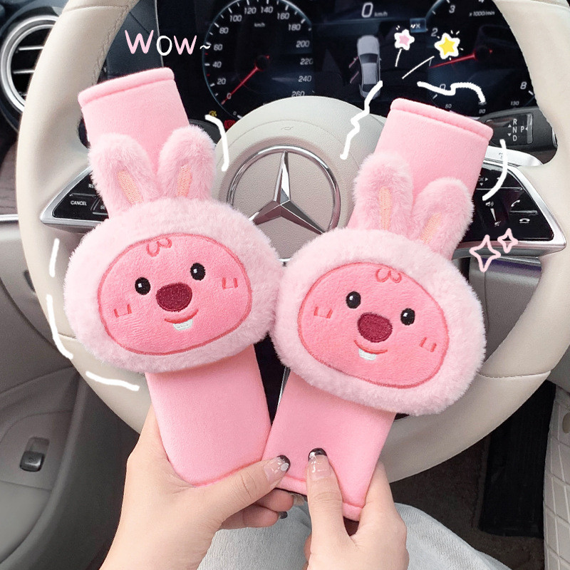 ♞Anime Loopy Car Seat Belt Cover Adjustable Plush Car Safety Belt Cover ...