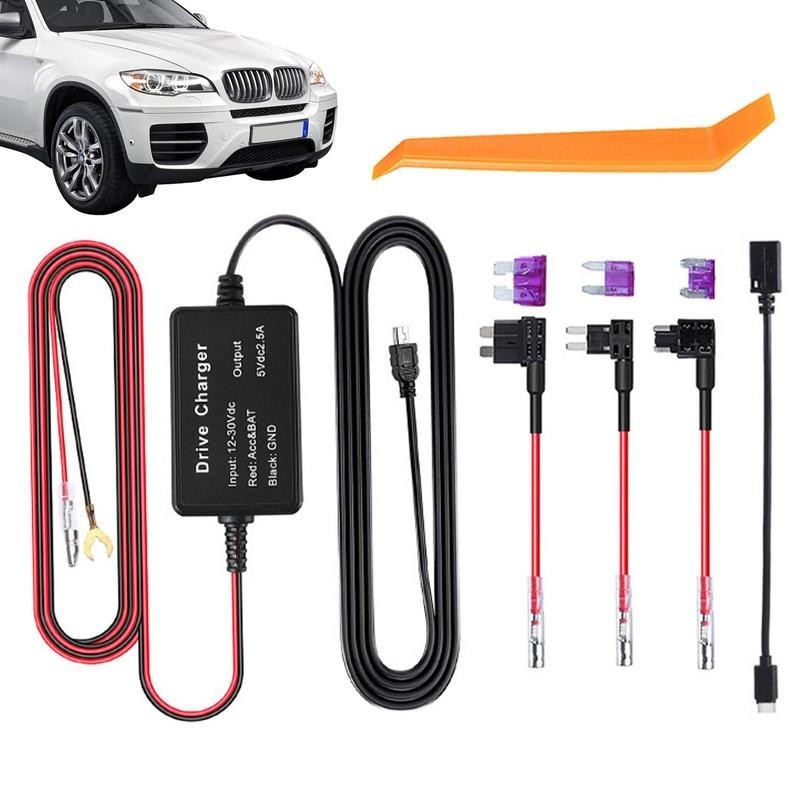 ☁10.5ft 12V-24V To 5V DashCam Cable Car Camera Hardwire Kit Line 24 ...