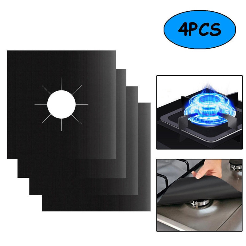 4pcs/set Glass Fiber Gas Stove Protectors Reusable Gas Stove Cover ...