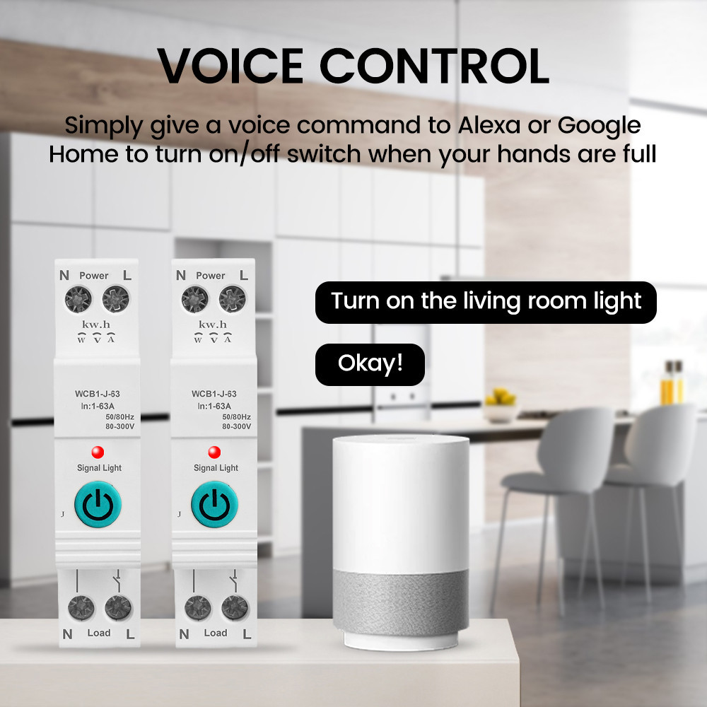 ☸TUYA WIFI Smart Circuit Breaker AC220V 63A Single Phase Smart Circuit ...