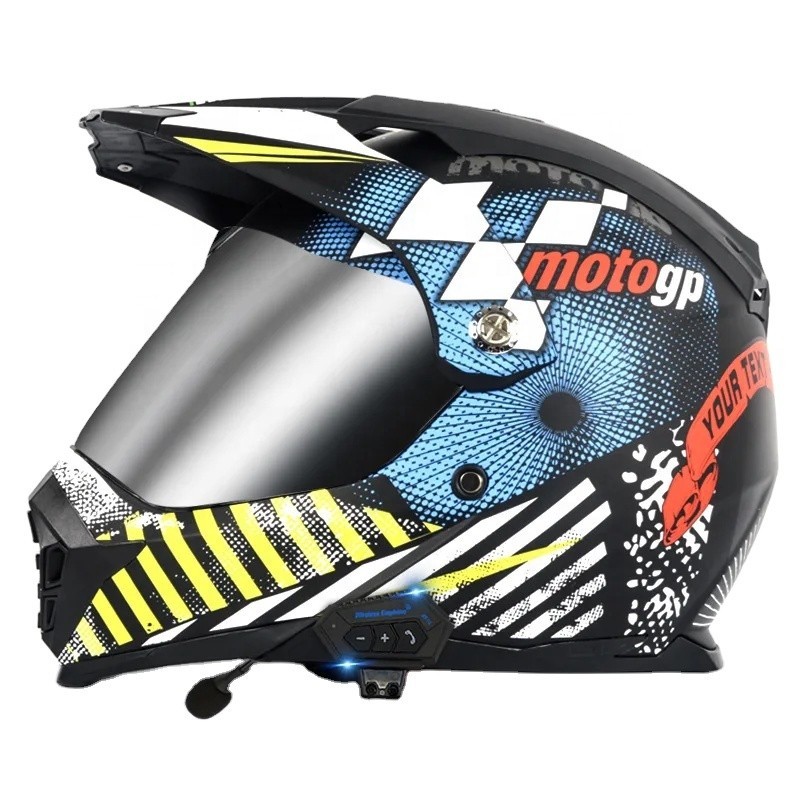 New 2024 Retro helmet motorcycle full face blue-tooth helmet headset ...
