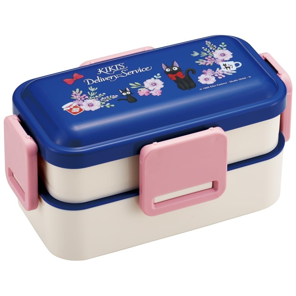 Skater Bento Box 2 Tiers 600ml for Women Antibacterial Fluffy Dome Lid Kiki's Delivery Service ...