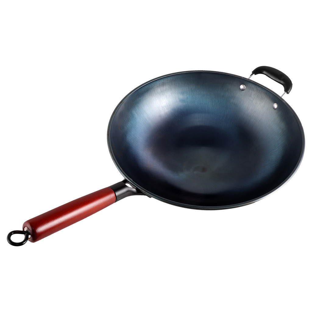 ♝Chinese Wok Non-stick Wok Household Frying Pan Kitchenware Wooden ...