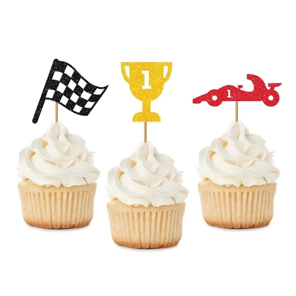 ★24pcs Race Car Cupcake Toppers, Racing Themed Birthday, Two Fast ...