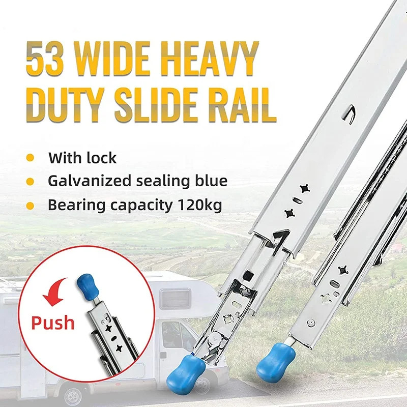 1 Pair 260 Lb Capacity Heavy Duty Drawer Slides with Lock,Side Mount Full Extension 3 Fold Ball ...