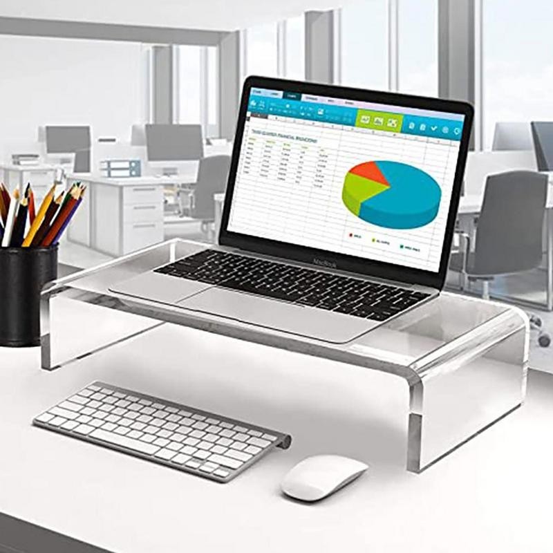 Acrylic Desktop Computer Monitor Stand Office Desktop Storage Notebook ...
