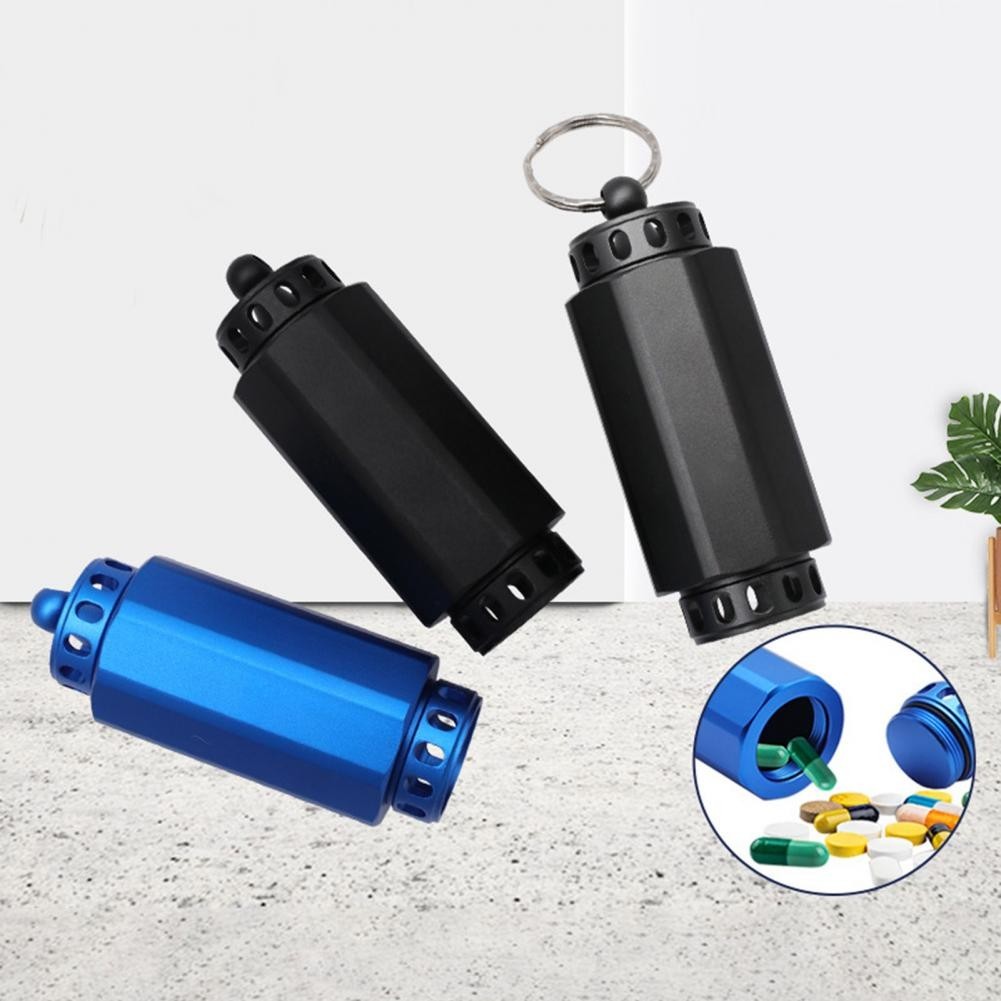 ☁Portable Sealed Jar Keychain Screw Lid Aluminum Alloy Waterproof ...