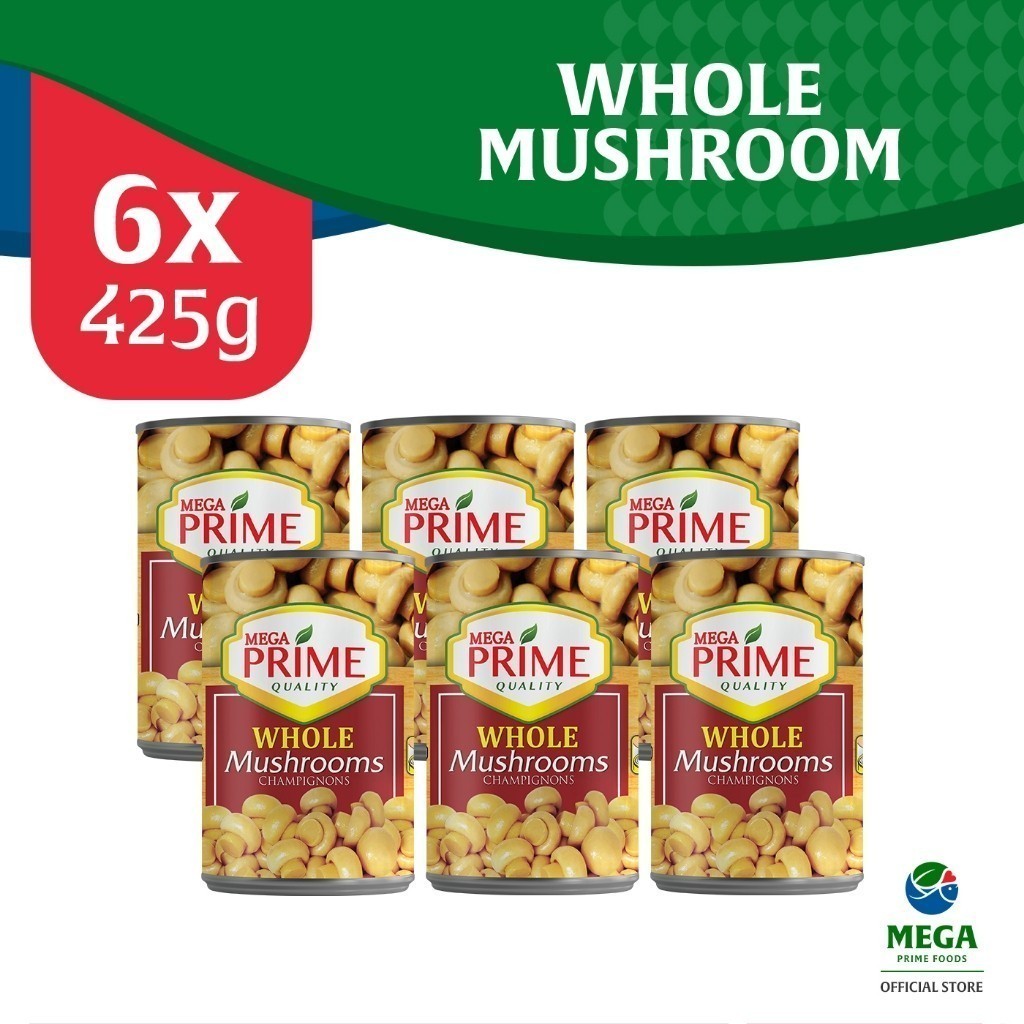 Mega Prime Whole Mushroom Easy Open Can 425G By 6'S | Shopee Philippines