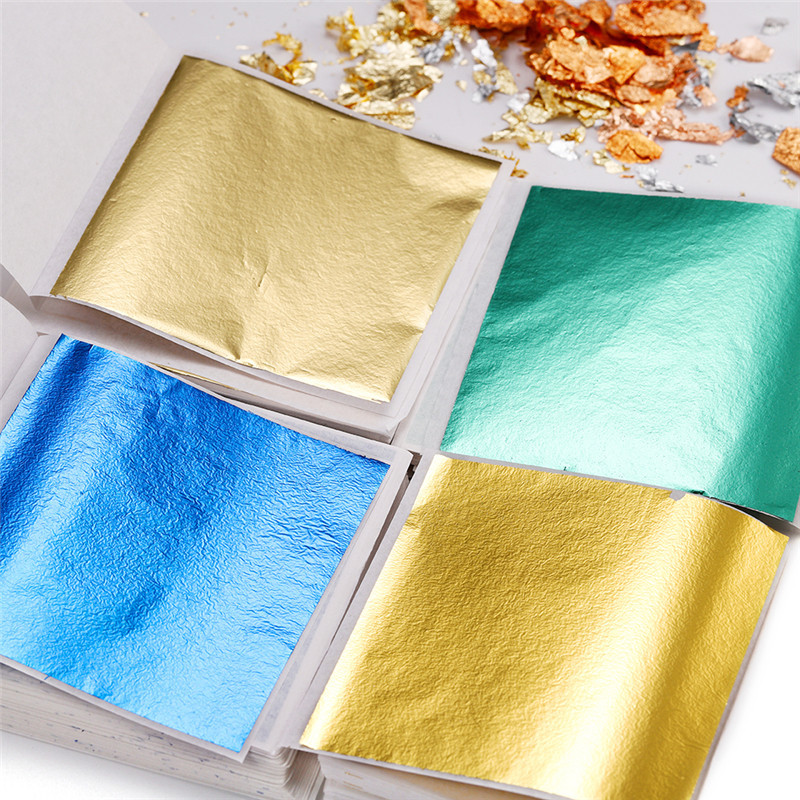 100Pcs Gold Leaf Sheets DIY Nail Gold Leaf Sheets Painting Gold Leaf ...