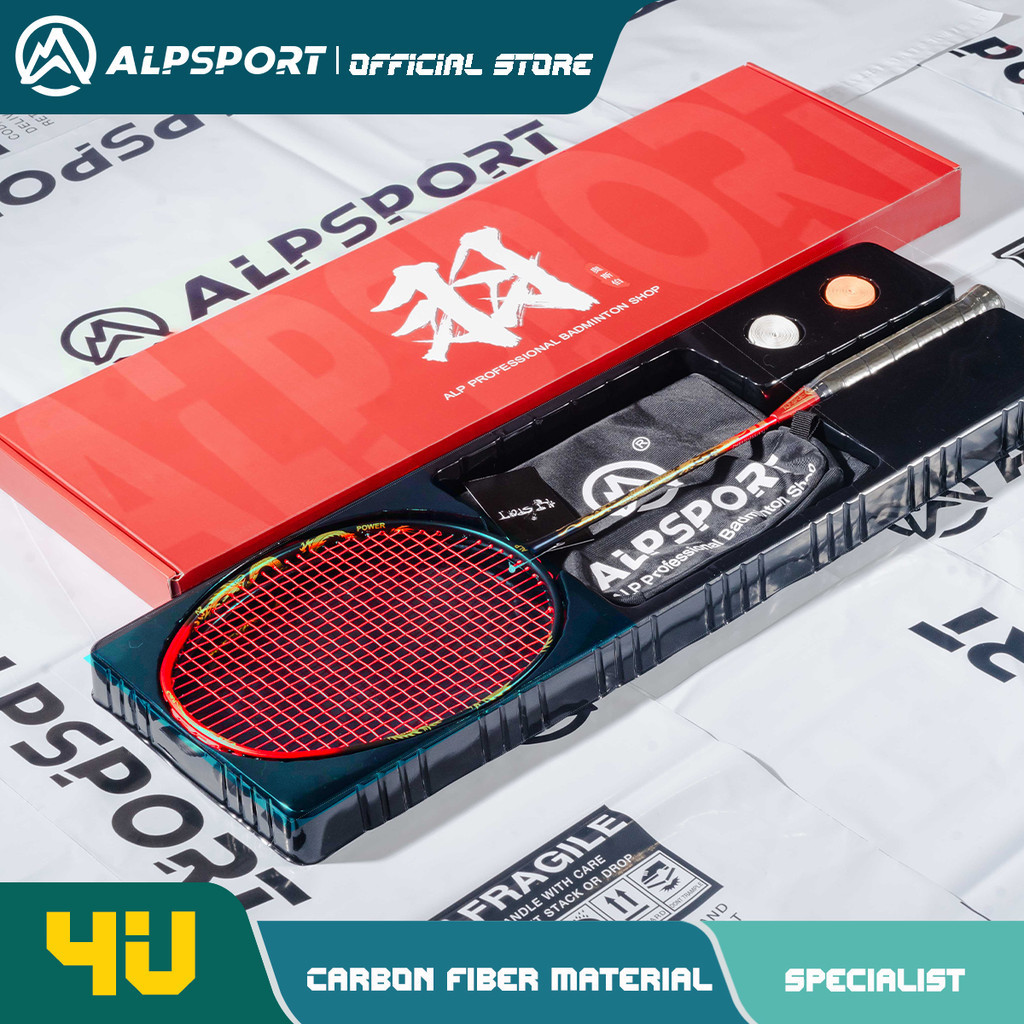 Alpsport QY 4U Offensive 95g max 38lbs T800 Full Carbon Fiber Badminton ...