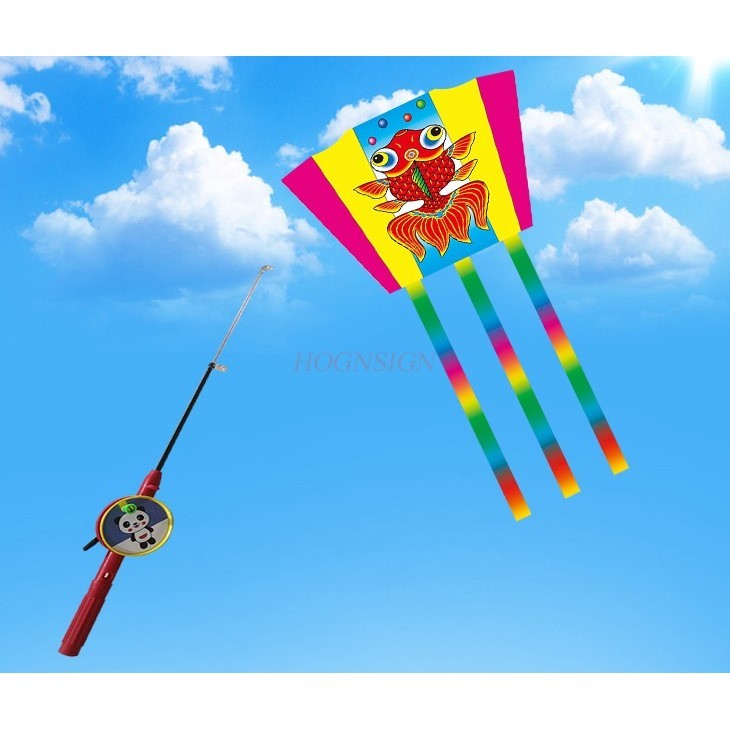 ♥Children's handheld fishing rod kite software without a skeleton ...
