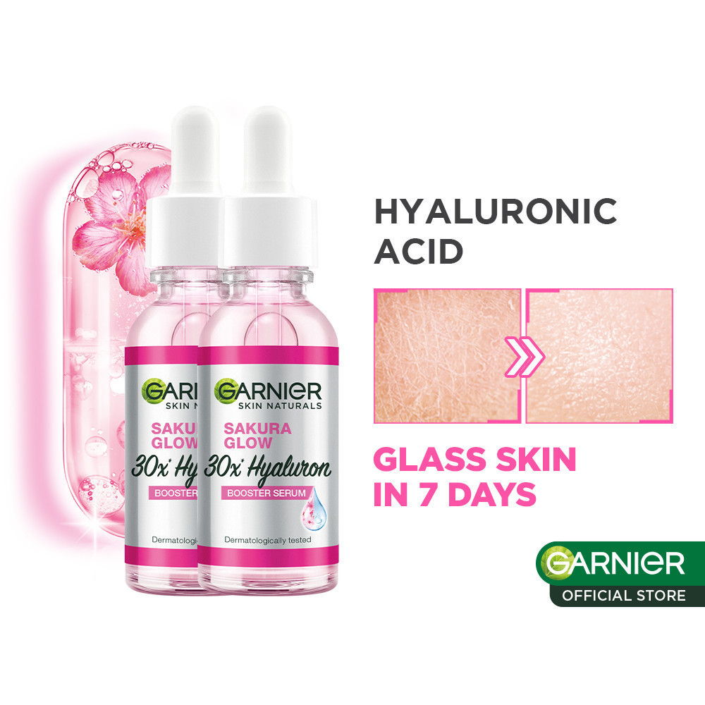 Garnier 10x Ceramide Hyaluronic Acid Sakura Glow Serum Twin Pack (30mL ...