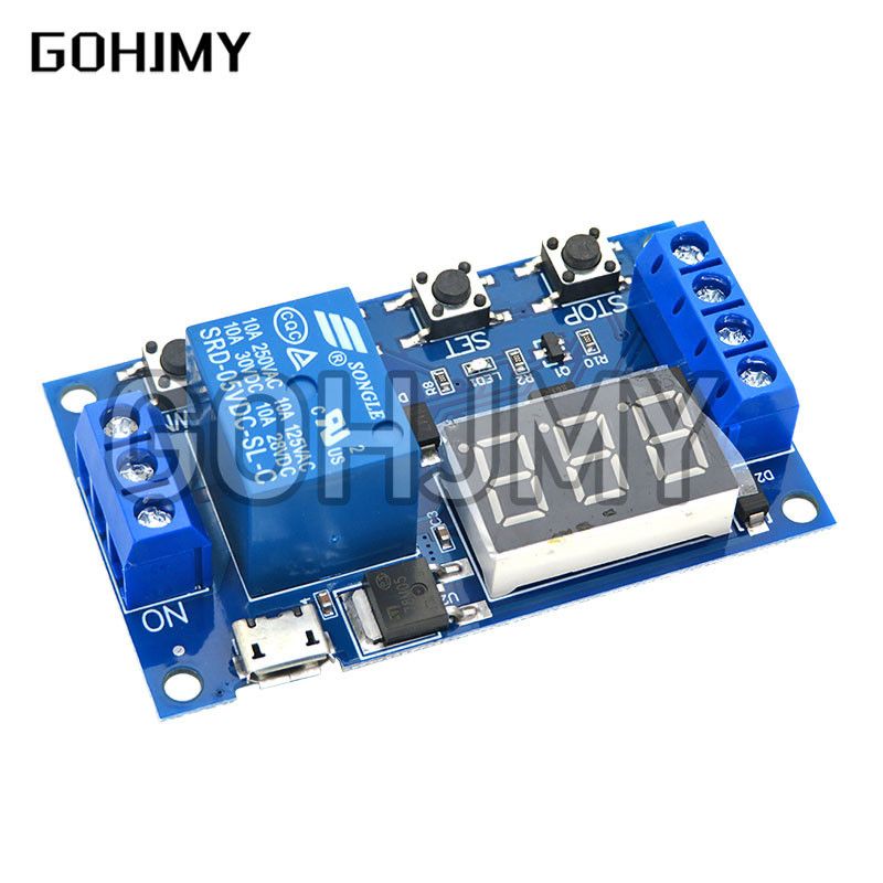 ☁1 Channel 5V Relay 6-30V Relay Module OFF/ON Switch Trigger Time Delay Circuit Timer Cycle 999 ...