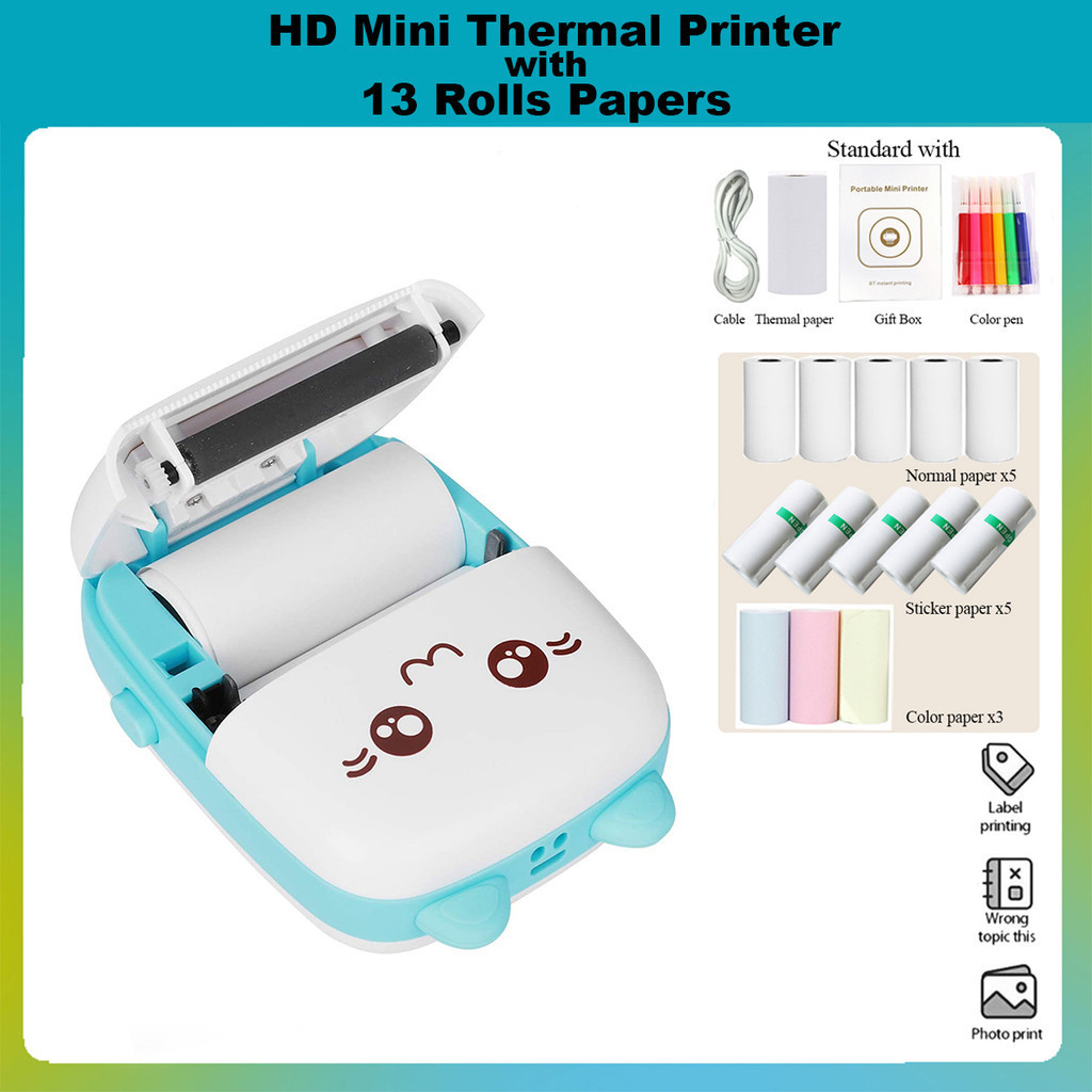 -13 Rolls Printer Mixed paper Portable Thermal Printer for Pictures ...