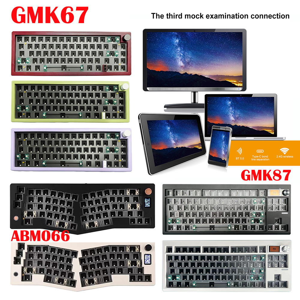 유ABM066 Mechanical Keypad VIA-programmable Computer Keyboard BT/2.4Ghz ...