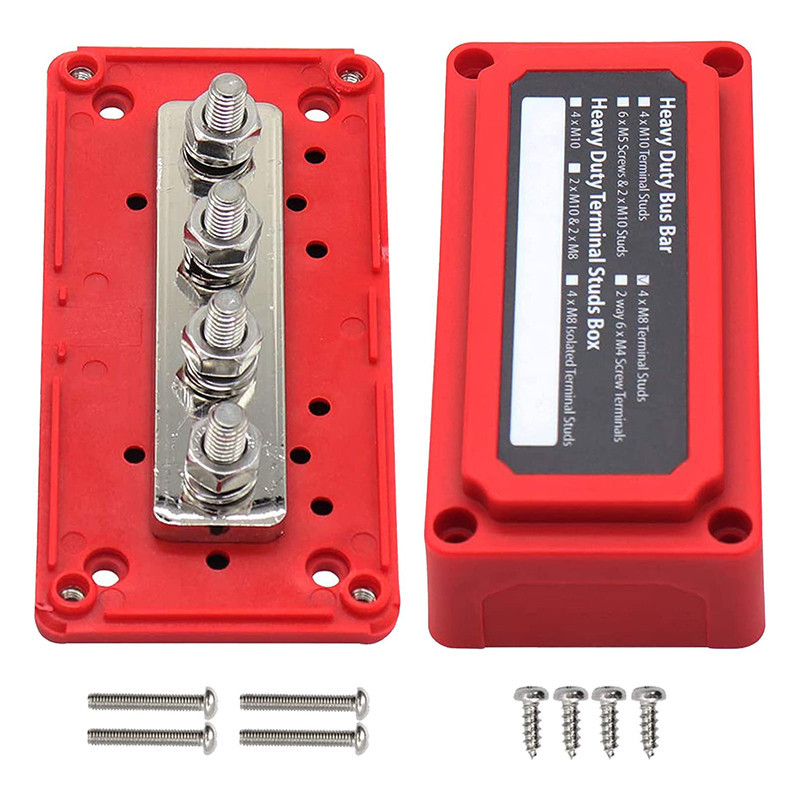 DC 48v 300A 4 Terminal Studs Busbar Power Distribution Block Heavy-Duty Modular Design Bus Bar ...