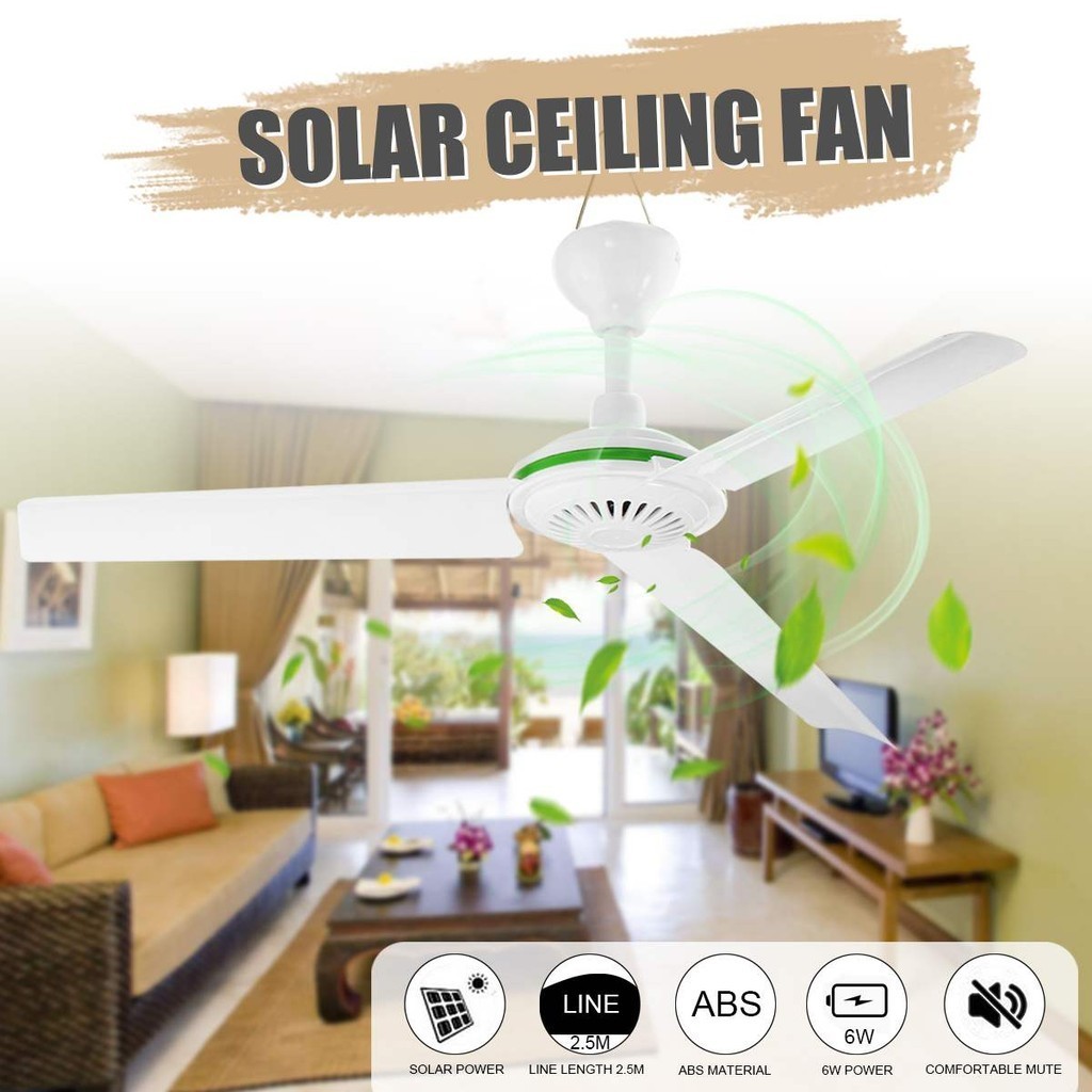 ⚕Environmental-friendly 12V 6W Solar Ceiling Fan Solar Powered Cooling ...