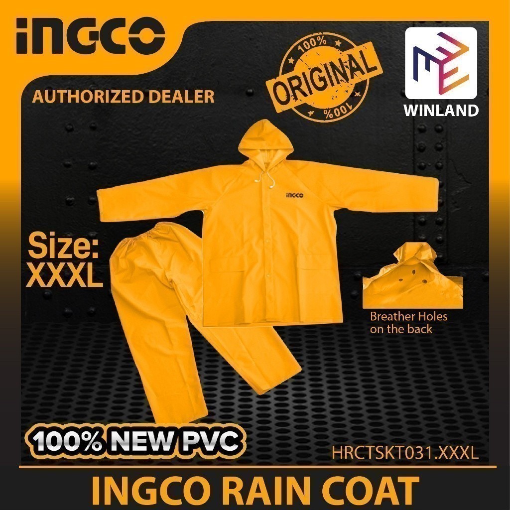 Ingco by Winland Industrial Rain Coat Suit Set w/ Zipper and Pocket 100 ...