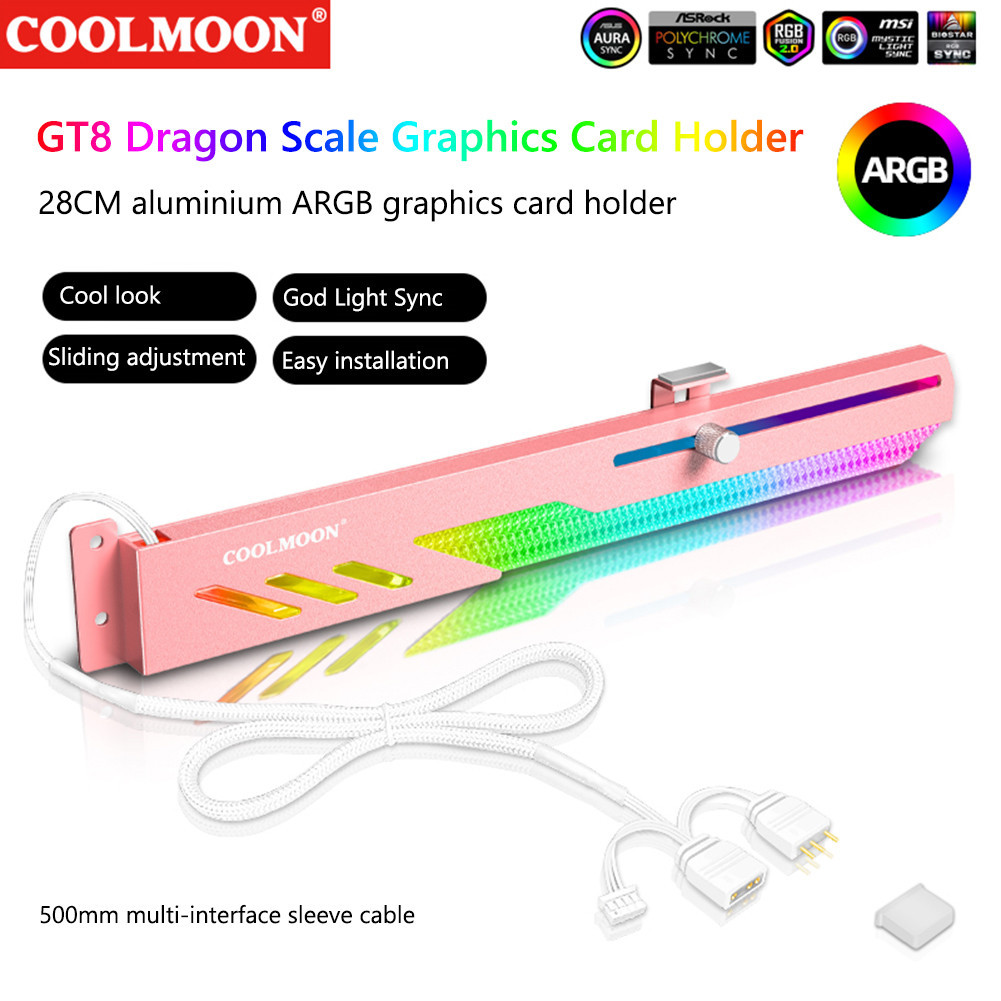 COOLMOON GT8 Horizontal GPU Support 5V ARGB Bracket Video Card Stand ...