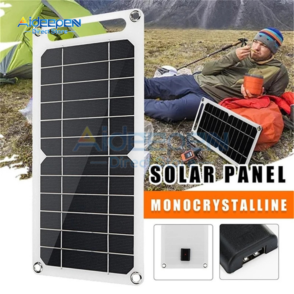 ★5V High Power USB Solar Panel Outdoor Waterproof Hike Camping Portable ...