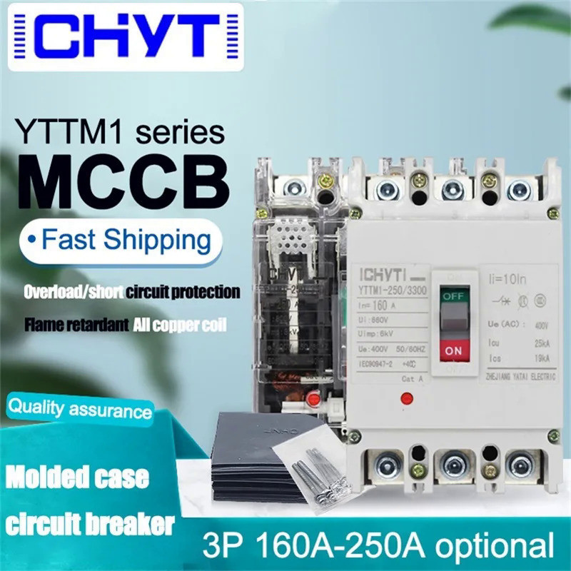 MCCB Moulded Case Circuit Breaker 250A Triple Phase 3P 4 Poles Ground ...