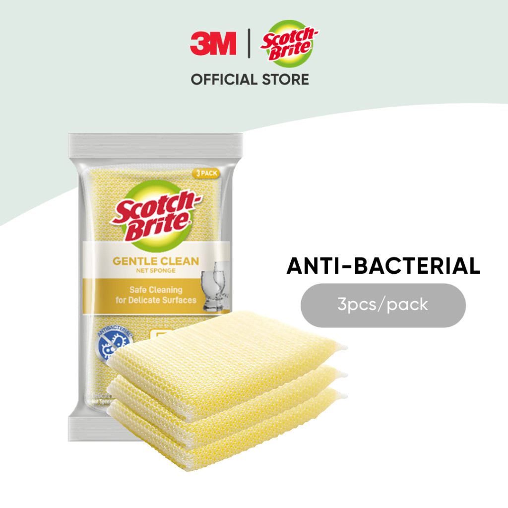 3M™ Scotch-Brite® Gentle Clean Net Sponge, Non-scratch, 3 pcs/pack 80mm ...