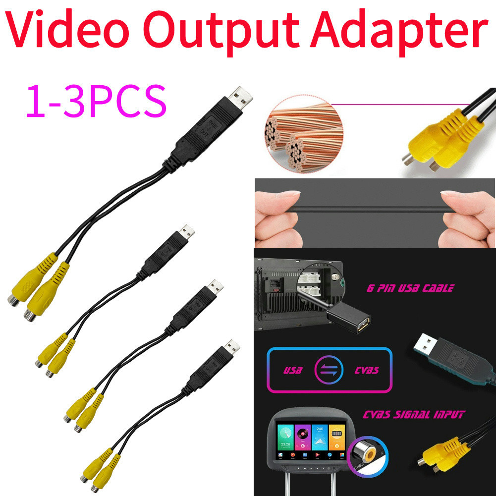 ~1-3PcsAndroid TV USB To CVBS Video Output RCA Line Cable DC5V For Car ...