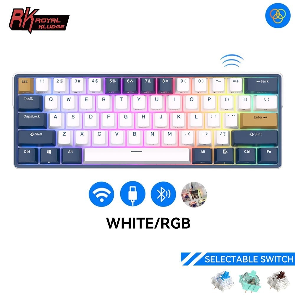 Royal Kludge RK61 Bluetooth 5.0 And USB C 2.4G Tri Mode RGB Backlit Mechanical Keyboard Rk61 ...