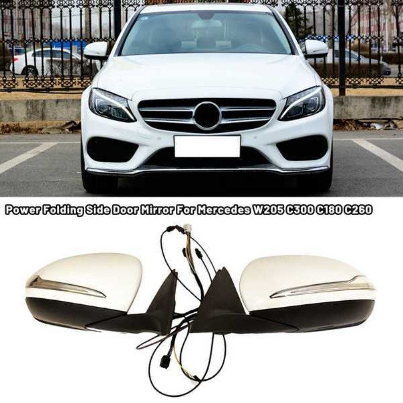 ⋚Rearview Mirror Assembly Custom Mercedes-Benz W205 C300 C180 C260 2014-2021 Folding memory wi ...