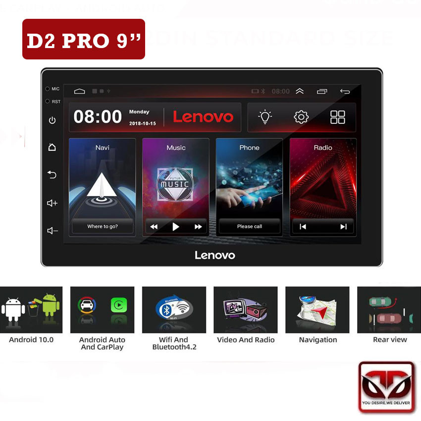 D&D Lenovo D2 Pro Android Car Stereo 9 inch 4GB+64GB Head Unit with GPS ...