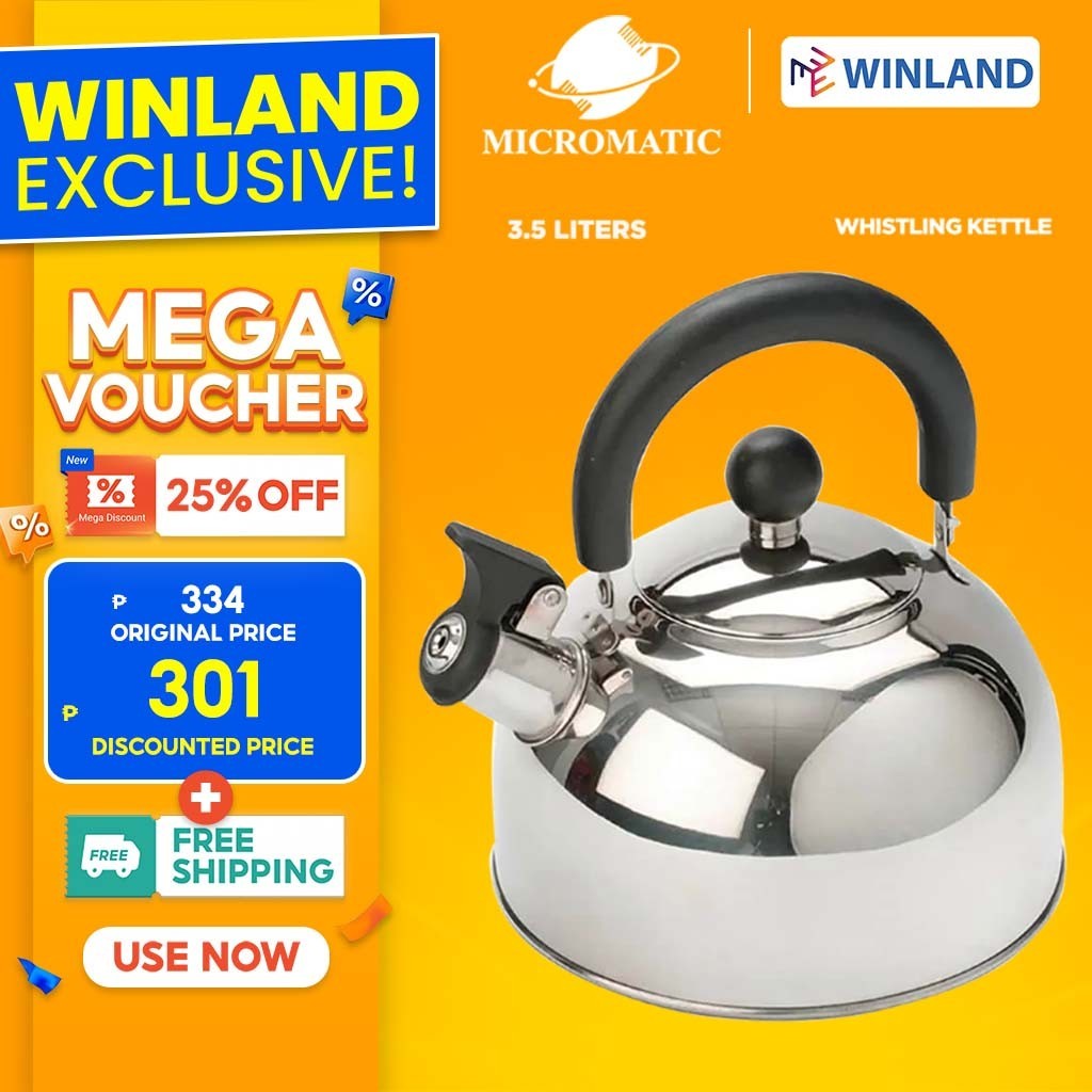Micromatic by Winland 3.0L Stainless Steel Whistling Kettle Takure MK ...
